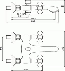 Novaservis Retro II Vanová baterie bez příslušenství 150 mm, chrom, 99120/1,0