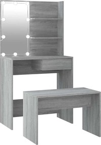 Toaletní stolek sada s LED šedý sonoma kompozitní dřevo 3114113