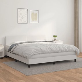 Box spring postel s matrací bílá 180x200 cm umělá kůže