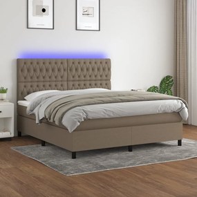 Box spring postel s matrací a LED taupe 160x200 cm textil
