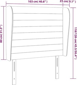 Čelo postele typu ušák tmavě hnědé 103x23x118/128 cm textil 3118142