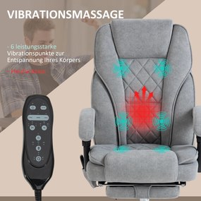 Vinsetto kancelářská židle s vibrační masáží, ergonomická kancelářská židle s funkcí sklápění a vytápěním, nastavitelná otočná židle s opěrkou na noh…