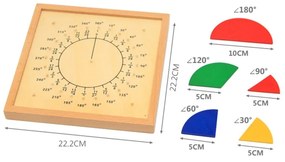 Montessori dřevěný úhloměr