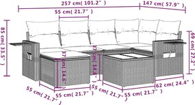 7dílná zahradní sedací souprava s poduškami černá polyratan 3252802
