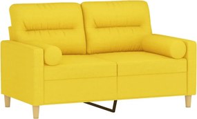 2místná pohovka s polštáři světle žlutá 120 cm textil 3200818