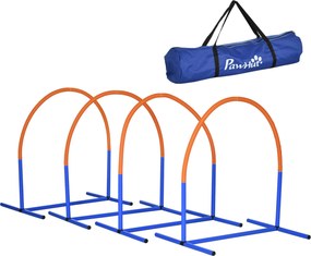 Výcviková sada PawHut pro psy agility 4-dílná sada s přenosnou taškou Blue Orange 88 x 64 x 95 cm pro efektivní výcvik a zábavu psů