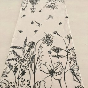 Běhoun ubrus 135x40 cm Černo-bílé květy