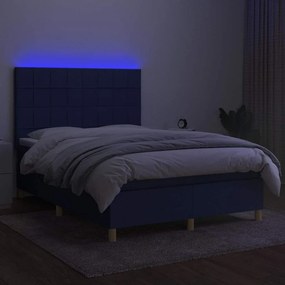 Box spring postel s matrací a LED modrá 140x190 cm textil 3135435