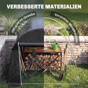Outsunny voděodolný garážový stan 245 × 120 × 200 cm – přístřešek na kola s rolovacími zipovými dveřmi, nepromokavý skladovací stan, pozinkovaný rám,…