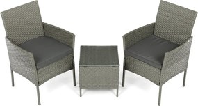 Zahradní set RELAXPOINT 1+2 - šedý polyratan / kovová konstrukce