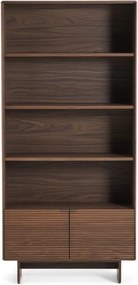 Regál v dekoru ořechu v tmavě přírodní barvě 90x190x35 cm Norlen – Kave Home