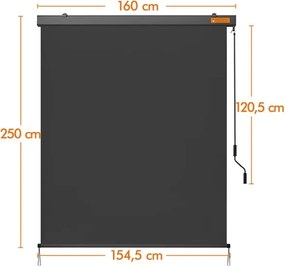 Markýza Yaheetech – tmavě šedá, 250 cm (délka) × 154,5 cm (šířka) (257325167646)