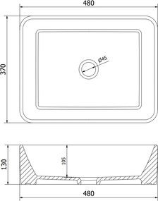 Mexen Catia, umyvadlo na desku 48x37x14 cm, černá matná-zlatý vzor, 21314877