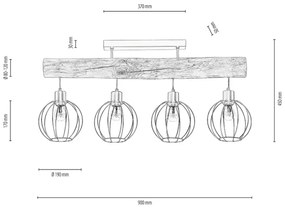 Spot-Light DO6977404 - Přisazený lustr BERIS 4xE27/25W/230V borovice