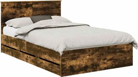 Rám postele s čelo Kouřový dub 135 x 190 cm Inženýrské dřevo 3407995