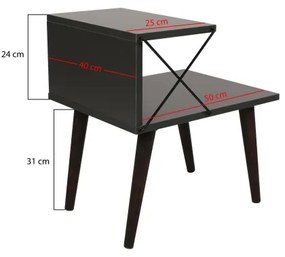 Noční stolek CROSS 55x50 cm antracit