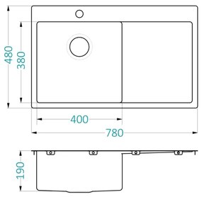 ALVEUS 1124384 - Kuchyňský dřez QUARTO 78x48 cm satin