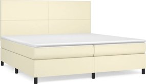 Box spring postel s matrací krémová 200x200 cm umělá kůže 3142745