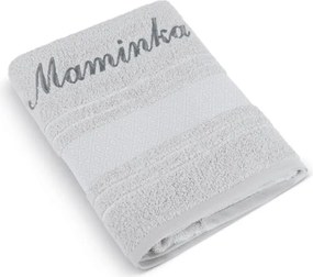 Bellatex Froté ručník mozaika se jménem MAMINKA 50x100 cm světlá šedá