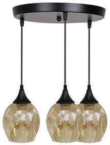 Černo-hnědý závěsný lustr Aspa pro žárovku 3x E27 s kulatou základnou  - Candellux