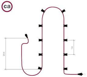 creative cables Hotový světelný řetěz LUMET 12,5 m je sestavený z 10 černých objímek, háčku a zástrčky Barva kabelu: Žlutá - CM10