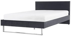 Sametová, šedá postel 160 x 200 cm BELLOU Beliani