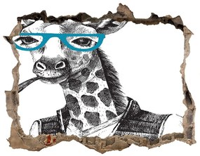 Wallmuralia Díra 3D fototapeta nálepka Žirafa v brýlích 95x64 cm