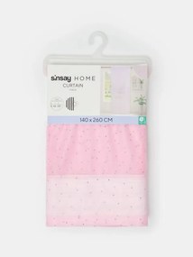 Sinsay - Poloprůhledná záclona na řasící pásce s kamínky - pastelová růžová