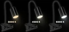 CONNECT IT CLIP 2 černá / Stolní LED lampička s klipem / 4W / 180 lm /