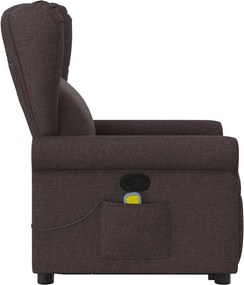 Zvedací masážní polohovací křeslo tmavě hnědé textil 3303389