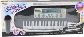 LEAN Toys Dětské elektrické piano s 37 klávesami, stojanem a mikrofonem, melodie, černé