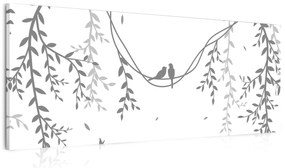 Malvis ® Minimalistický obraz ptáčci ROZMĚR (šířka x výška): pětidílné schody obdélník 200x100 cm
