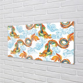 Obraz na skle Japonské barevné draky 120x60 cm