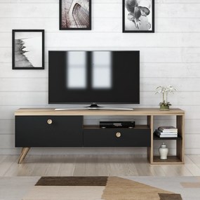 Hanah Home TV stolek Parion - Black, Černá, Dub