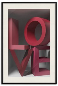Plakát Láska v červených odstínech - červené texty s 3D efektem na světlém pozadí