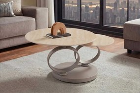 Designový konferenční stolek Danyale 80-134 cm travertin / šampaňský