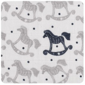 Kikko Biobavlněná plena Organic 120 x120 cm Rocking Horses Silver