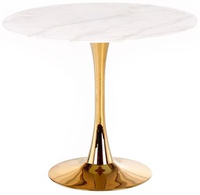 Stůl Casemiro chrom zlato / bílý mramor