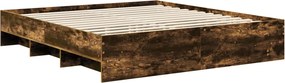 Rám postele s čelo Kouřový dub 200 x 200 cm Kompozitní dřevo 3408820