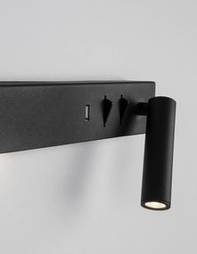 Matně černé kovové LED nástěnné svítidlo s ohybatelnou konstrukcí/s USB portem Vida – Nova Luce
