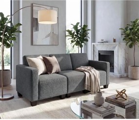Modulární 3místná rozkládací pohovka Lyon, látka/textil ~ šedá