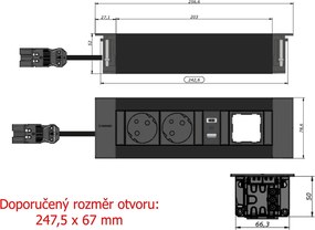 IBConnect Vestavná zásuvka INTRO černá - různé konfigurace Konfigurace elektrozásuvky: 3x230V