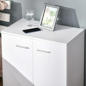 HOMCOM Mobilní TV Stánek Dřevěný Kancelářský Regál S Kolíčky a 2 Dveřmi 60x35x65cm