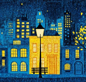 Obraz na plátně - Noční světla Uppsaly FeelHappy.cz Velikost obrazu: 60 x 20 cm