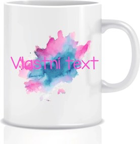 Personalizovaný klasický bílý keramický hrníček 300 ml s barevnou skvrnou
