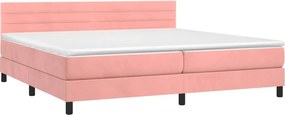 Box spring postel s matrací růžová 200x200 cm samet 3141388