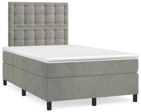 vidaXL Box spring postel s matrací světle šedá 120x190 cm samet