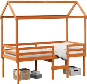 Patrová postel se střechou voskově hnědá 75 x 190 cm borovice 3282143