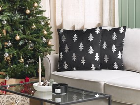 Sada 2 dekorativních polštářů s vánočním motivem 45 x 45 cm černé CUPID Beliani