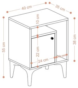 Noční stolek NUNO 55x40 cm dub safírový